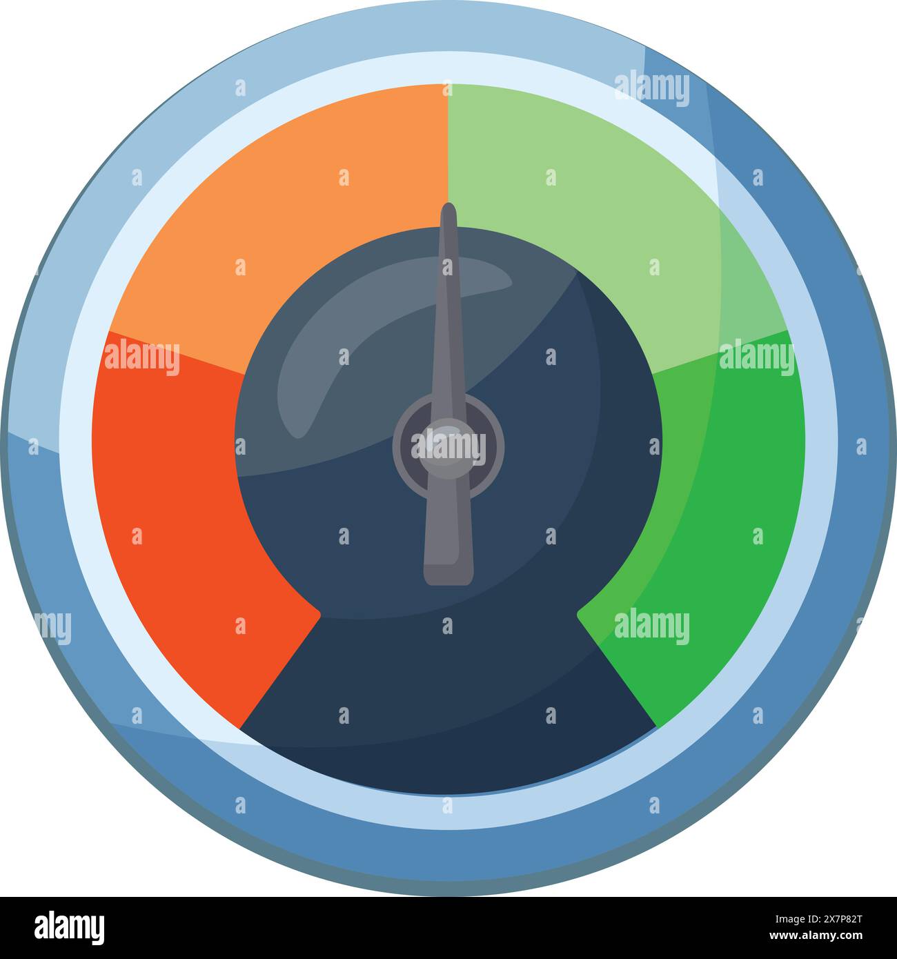Vibrant performance indicator icon with a needle set to optimal green ...