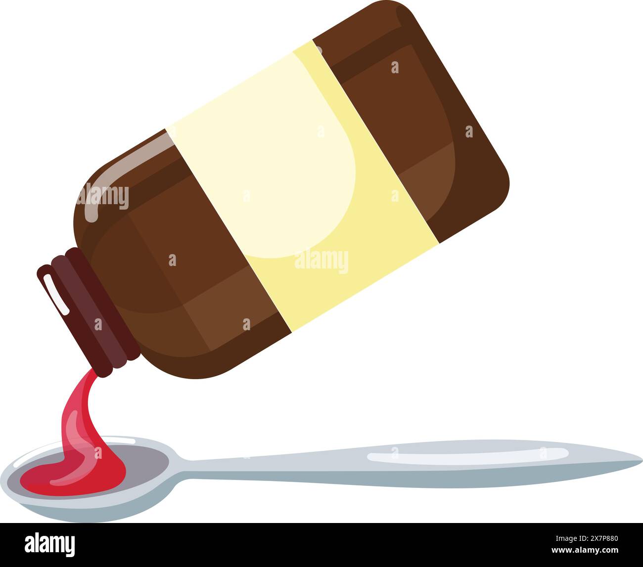Cartoon medicine bottle pouring syrup into spoon Stock Vector Image ...