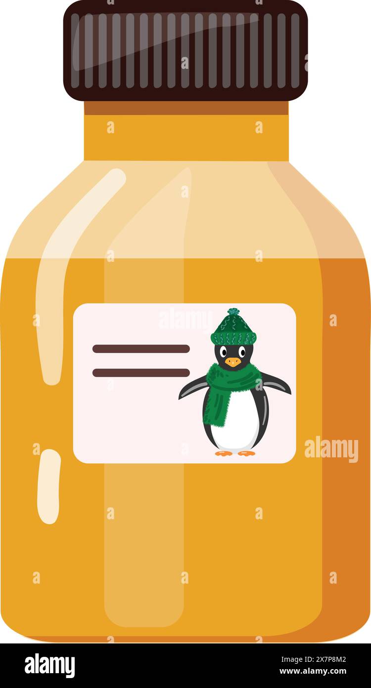 Cartoon penguin vitamin bottle illustration Stock Vector Image & Art ...