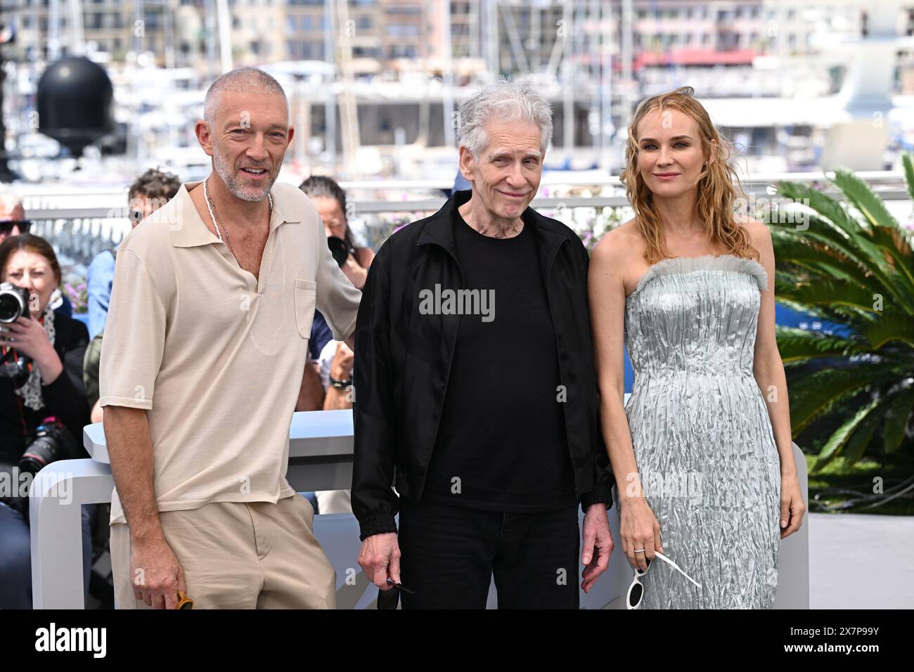 (left to right) Vincent Cassel, director David Cronenberg and Diane ...
