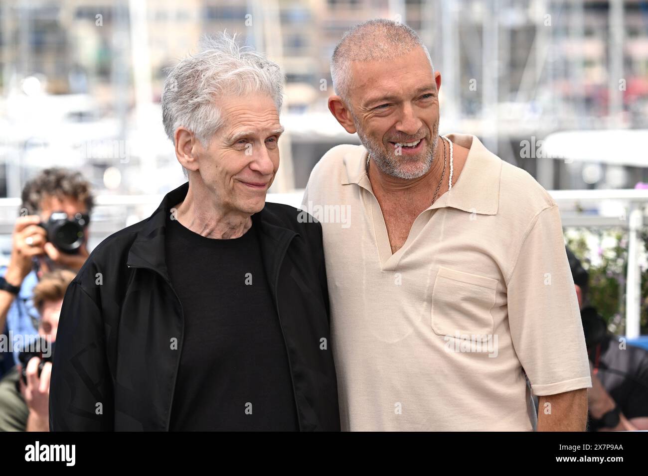 Director David Cronenberg (left) and Vincent Cassel attend The Shrouds ...