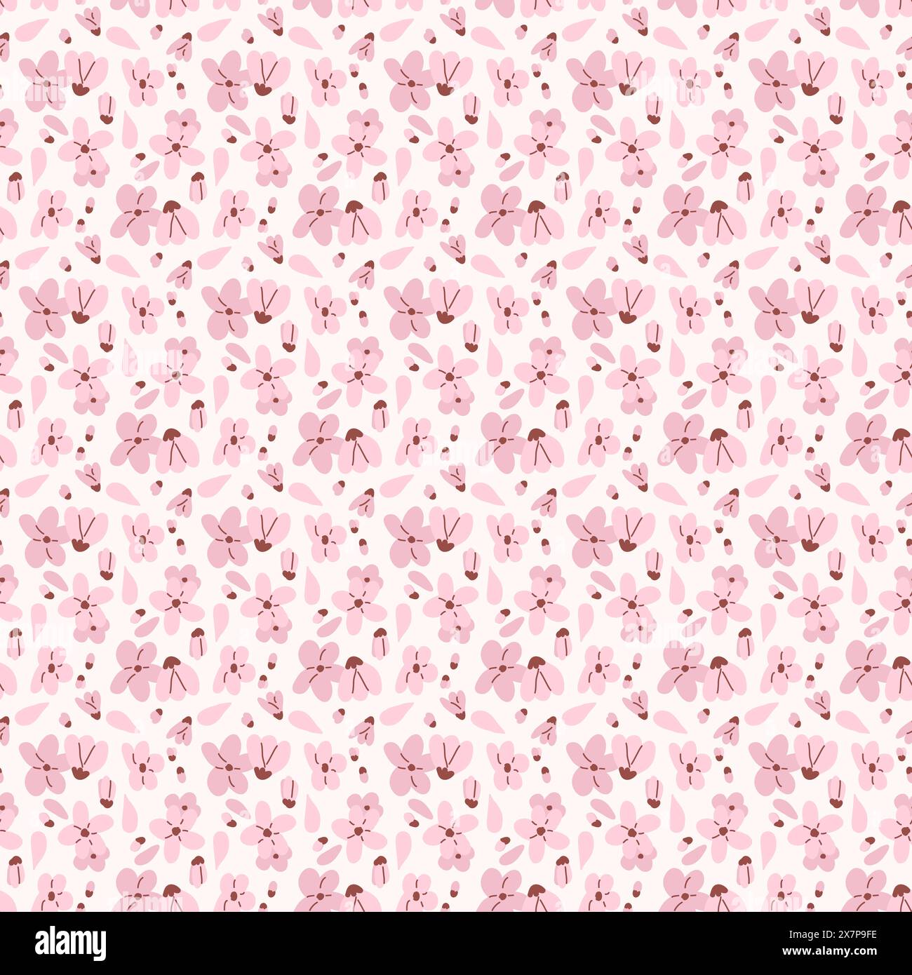 Sakura flowers and petals seamless pattern. Floral endless background ...