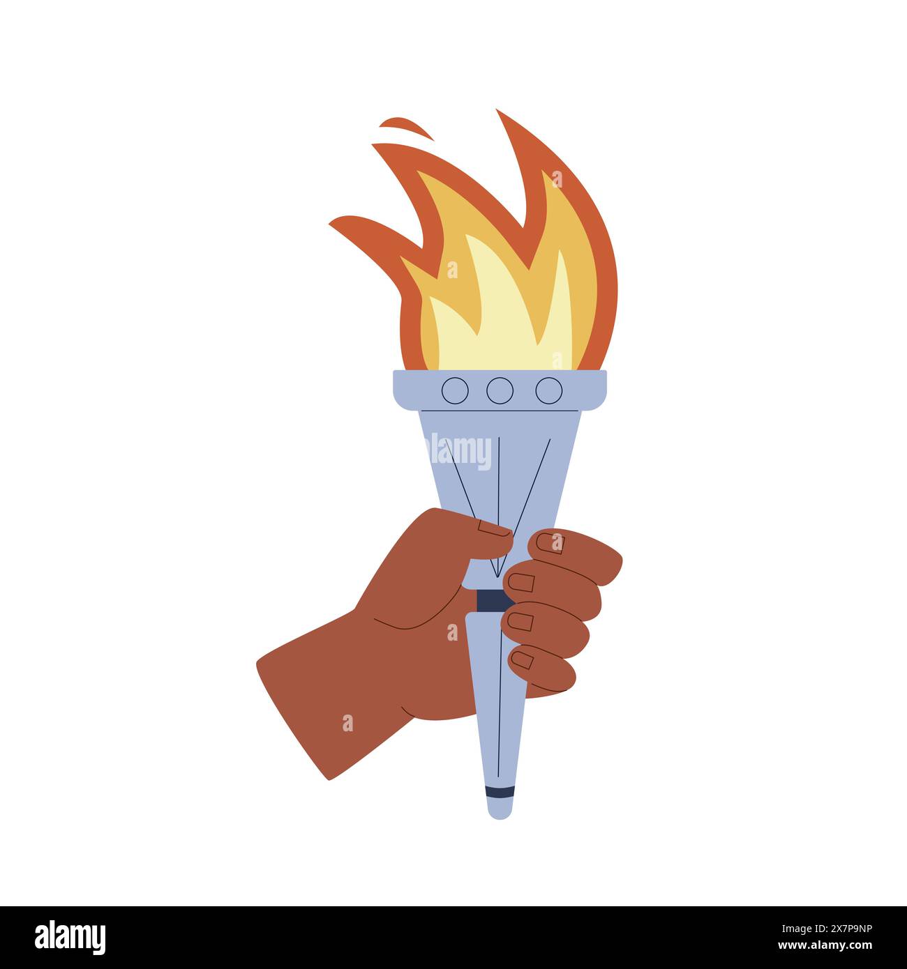 Torches with burning flame in hand. Symbol of sport, games, victory and ...