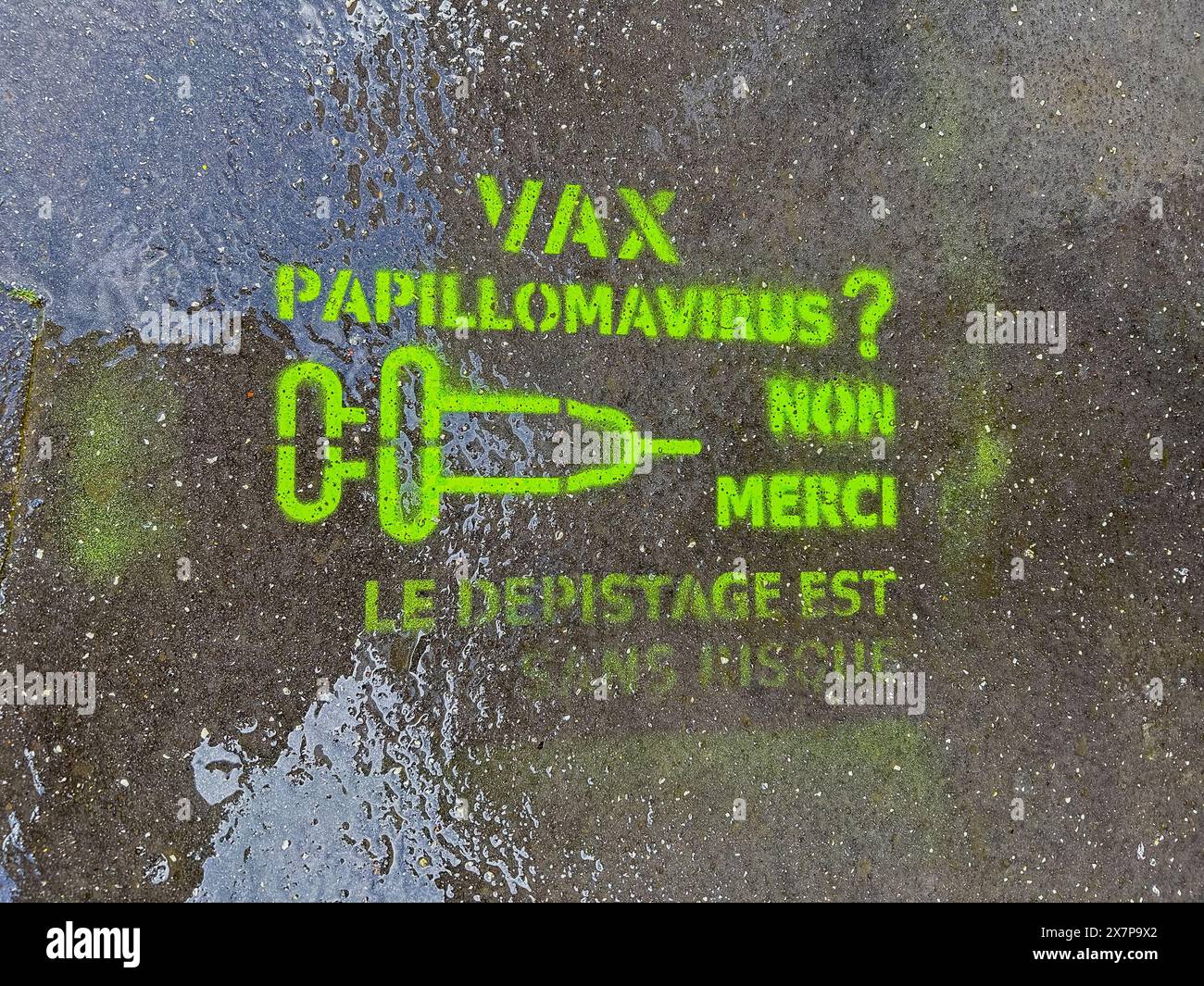 Paris, France, Close up, Street Art, Anti-Vax Slogan, against ...