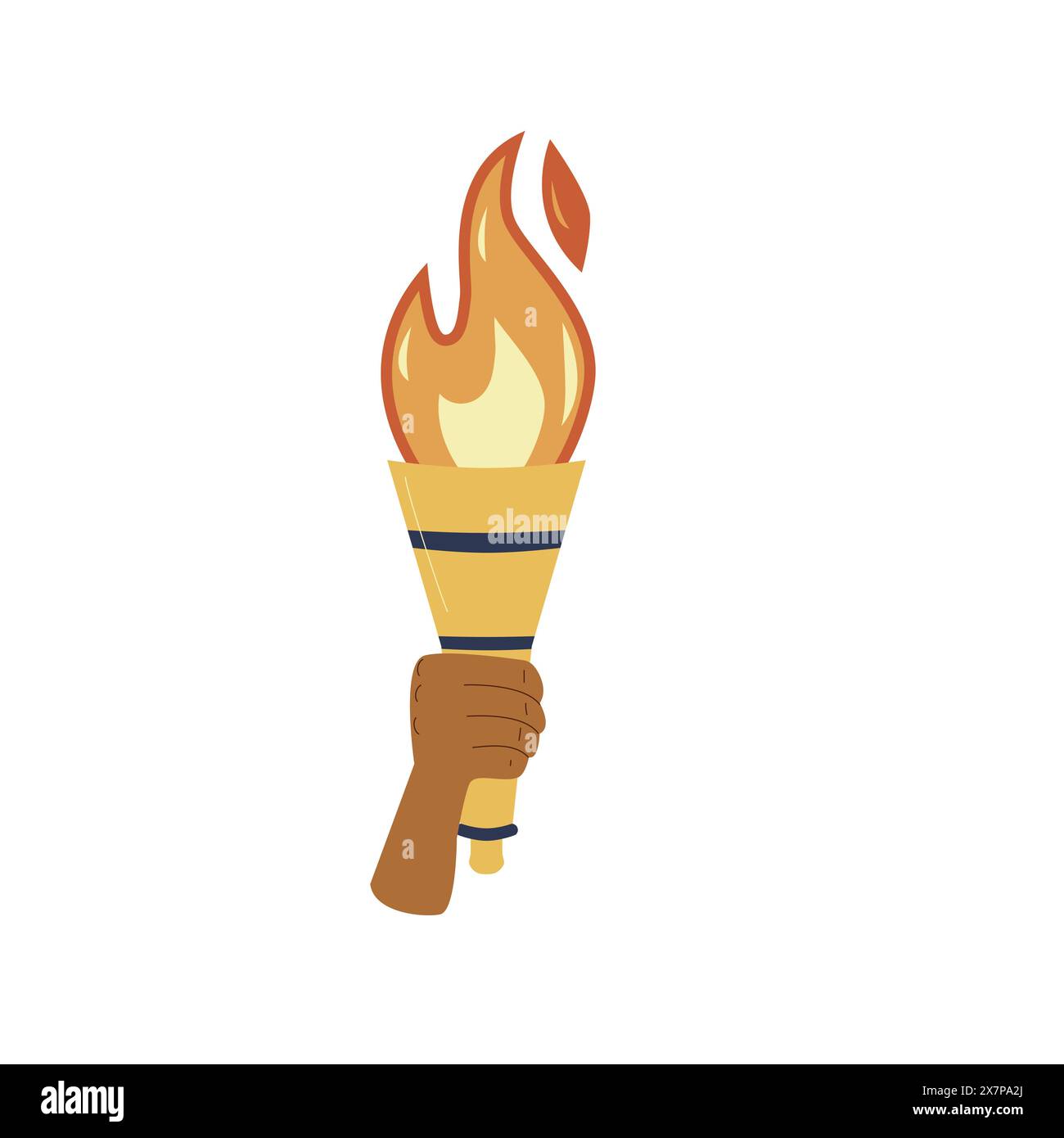 Torches with burning flame in hand. Vector symbol of sport, games ...