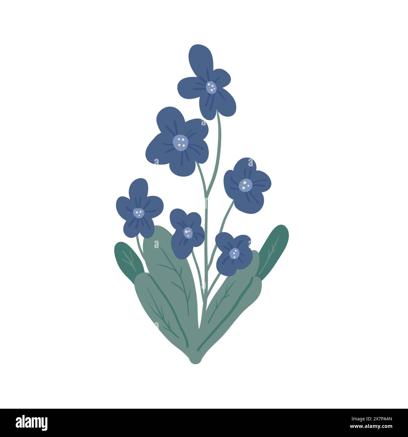 Retro flowers composition isolated on white background. blue wild ...