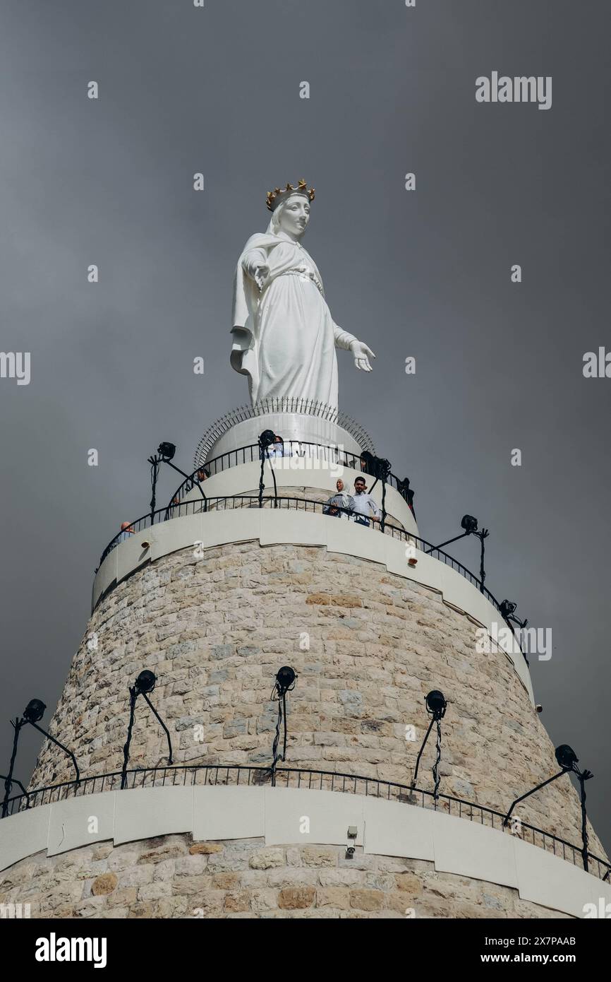 Harissa, Lebanon — 24.04.2023: The Shrine of Our Lady of Lebanon (also ...
