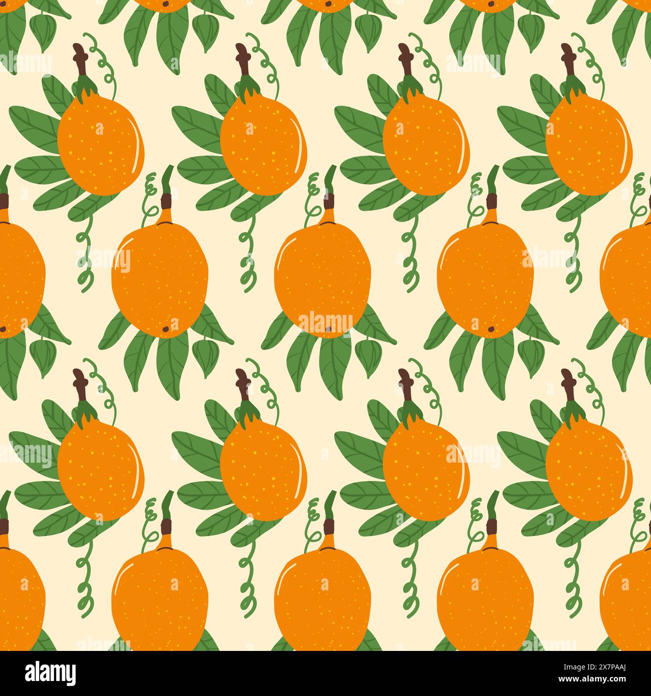 Sweet granadilla fruit seamless pattern. Tropical fruits endless ...