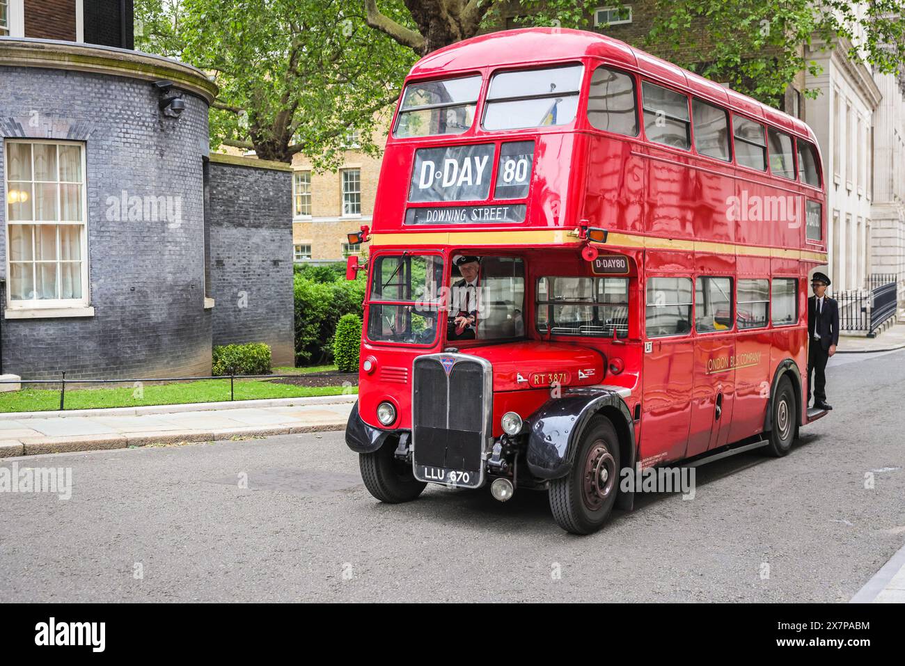 London, UK. 21st May, 2024. The vintage red double decker bus arrives ...