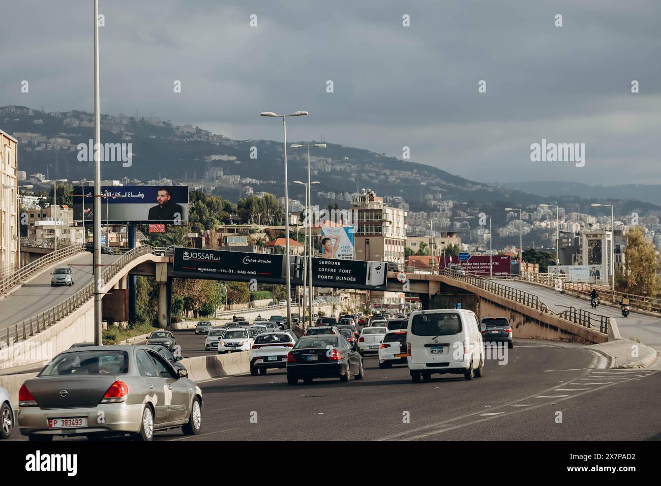 Beirut, Lebanon — 24.04.2023: View of the large highway at the entrance ...