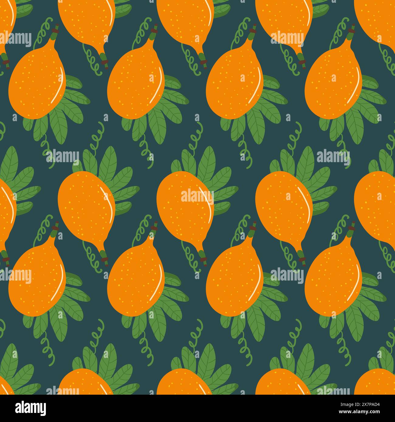 Granadilla seamless pattern. Tropical fruits endless background. Yellow ...
