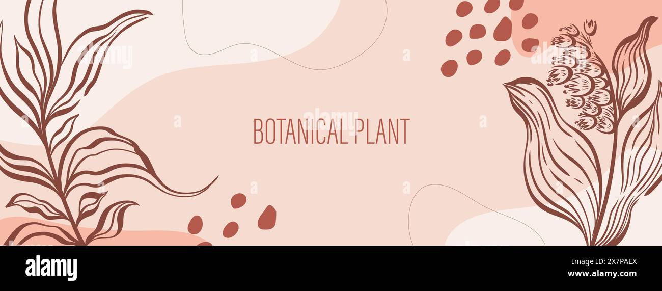 Design banner plant nature hand drawn. Plant botanical element.Elegante ...