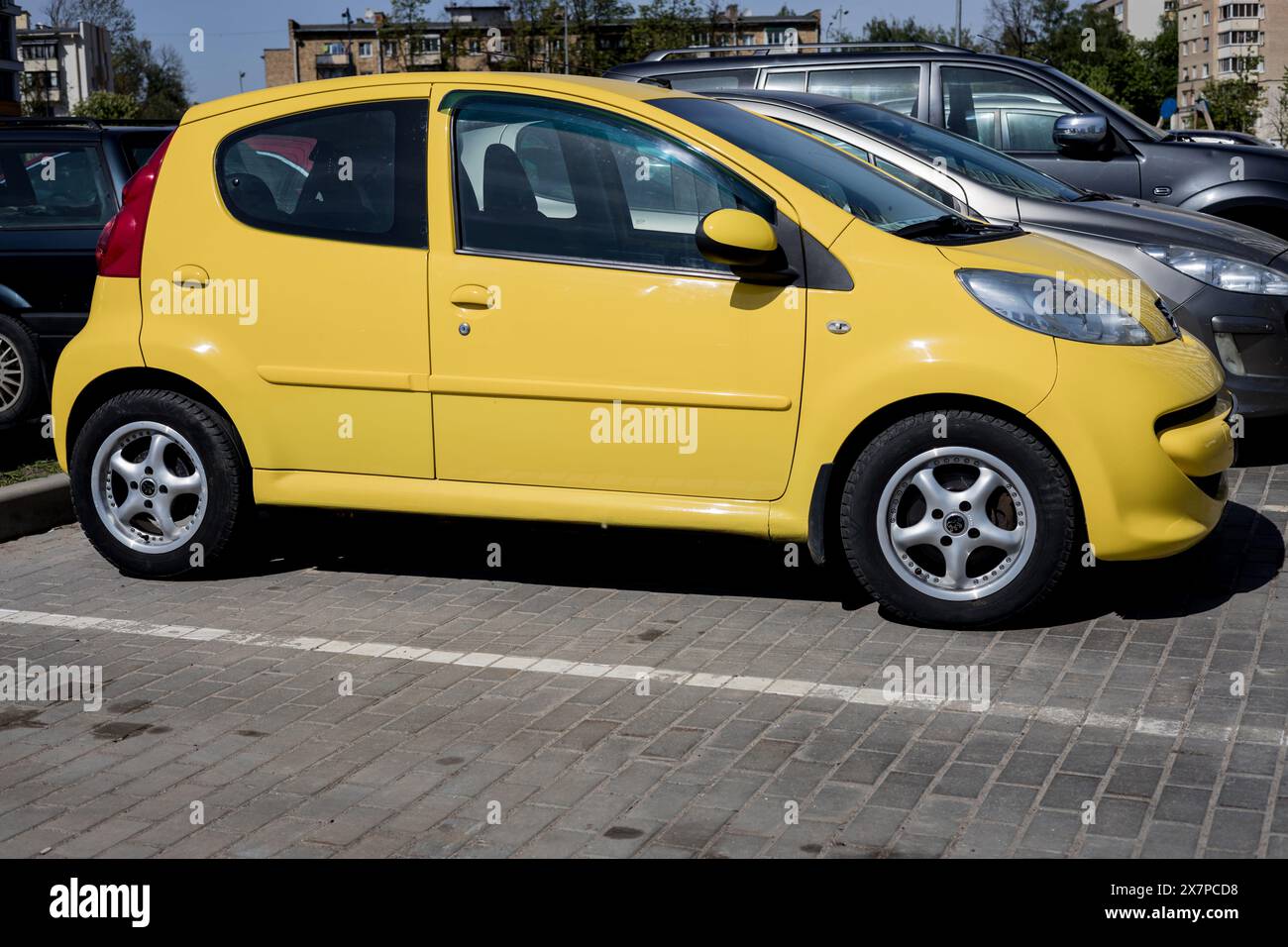 Minsk, Belarus, may 21, 2024 - Side view yellow Peugeot 107 - compact ...