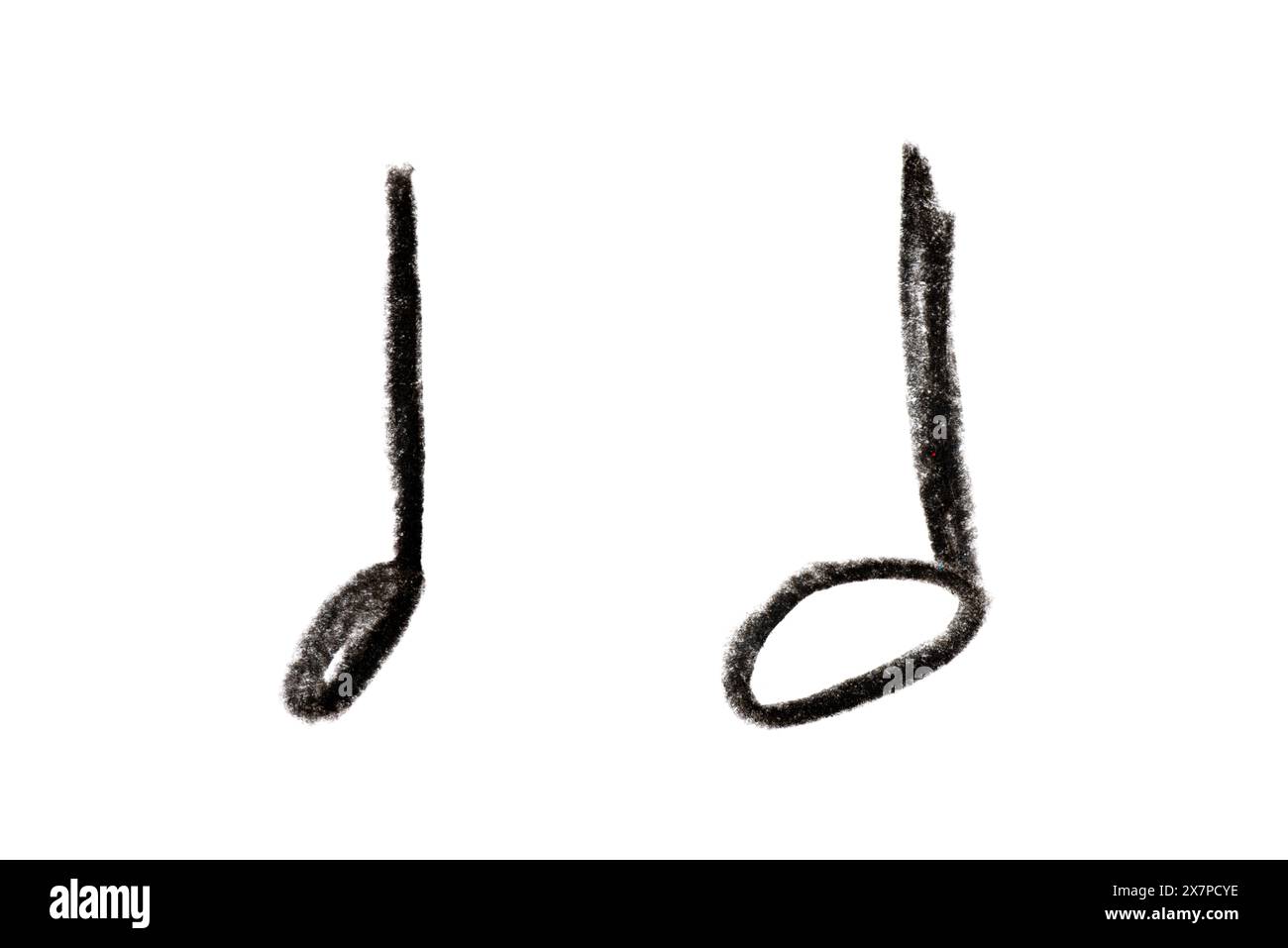 A minimalist pencil sketch of musical notes isolated on a white ...