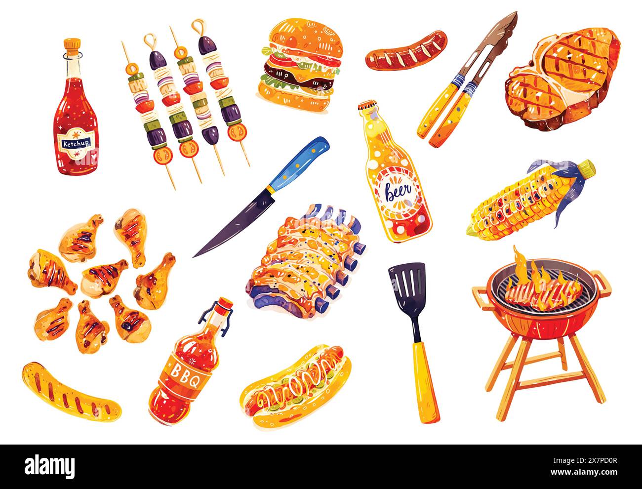 BBQ set. Vector watercolor illustration Stock Vector Image & Art - Alamy BBQ set. Vector watercolor illustration Stock Vector Image & Art - Alamy