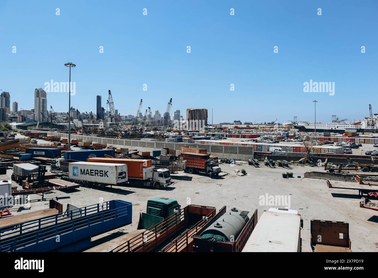 Beirut, Lebanon — 24.04.2023: Area of the massive explosion in the Port ...