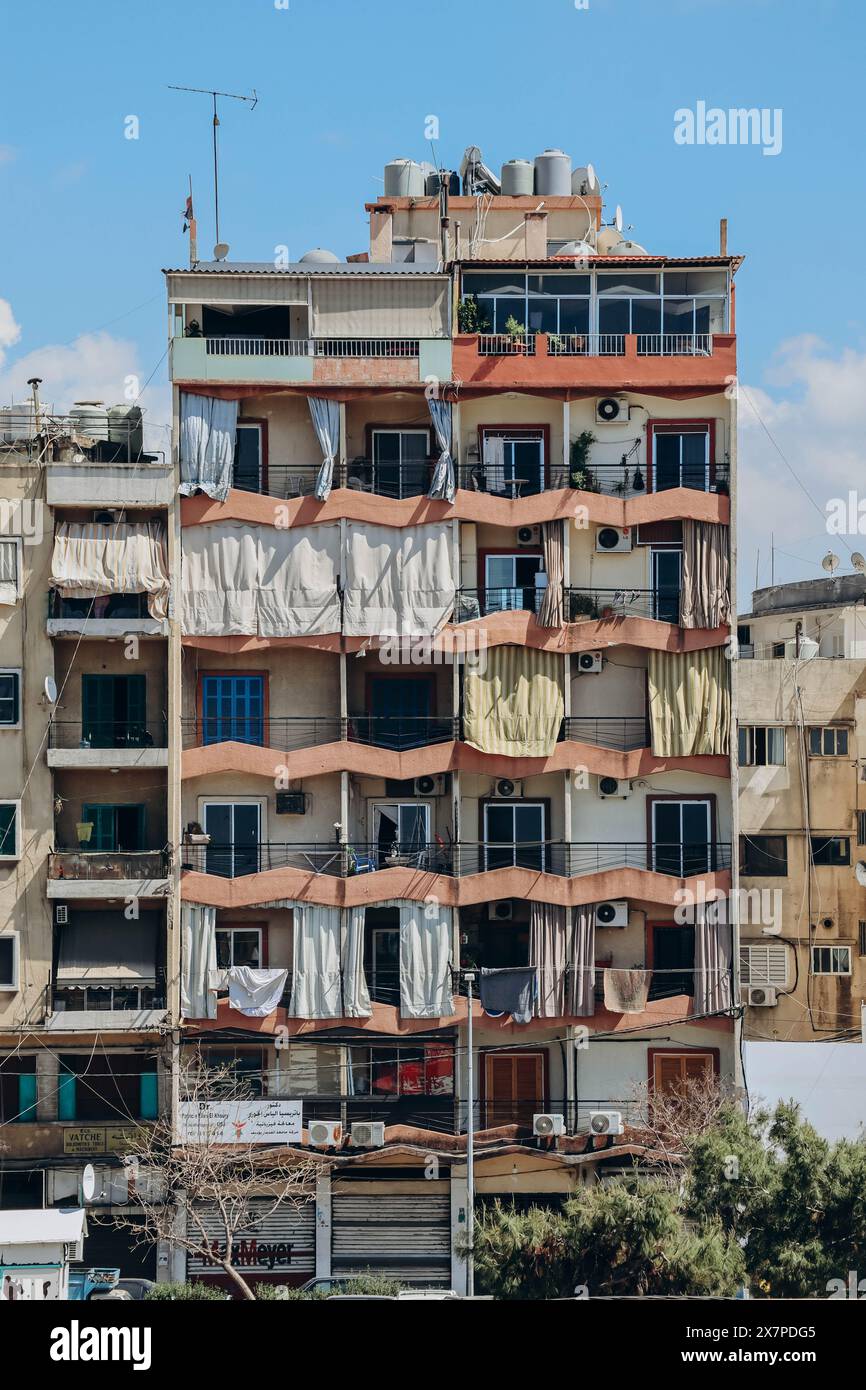 Beirut, Lebanon — 24.04.2023: Facades of buildings in the Bourj Hammoud ...