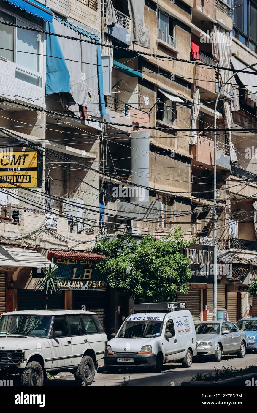 Beirut, Lebanon — 24.04.2023: Facades of buildings in the Bourj Hammoud ...