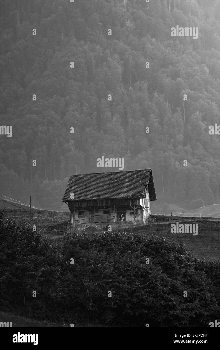 Alps old wooden house. Old House in the European Alps. Old Cabin in the ...