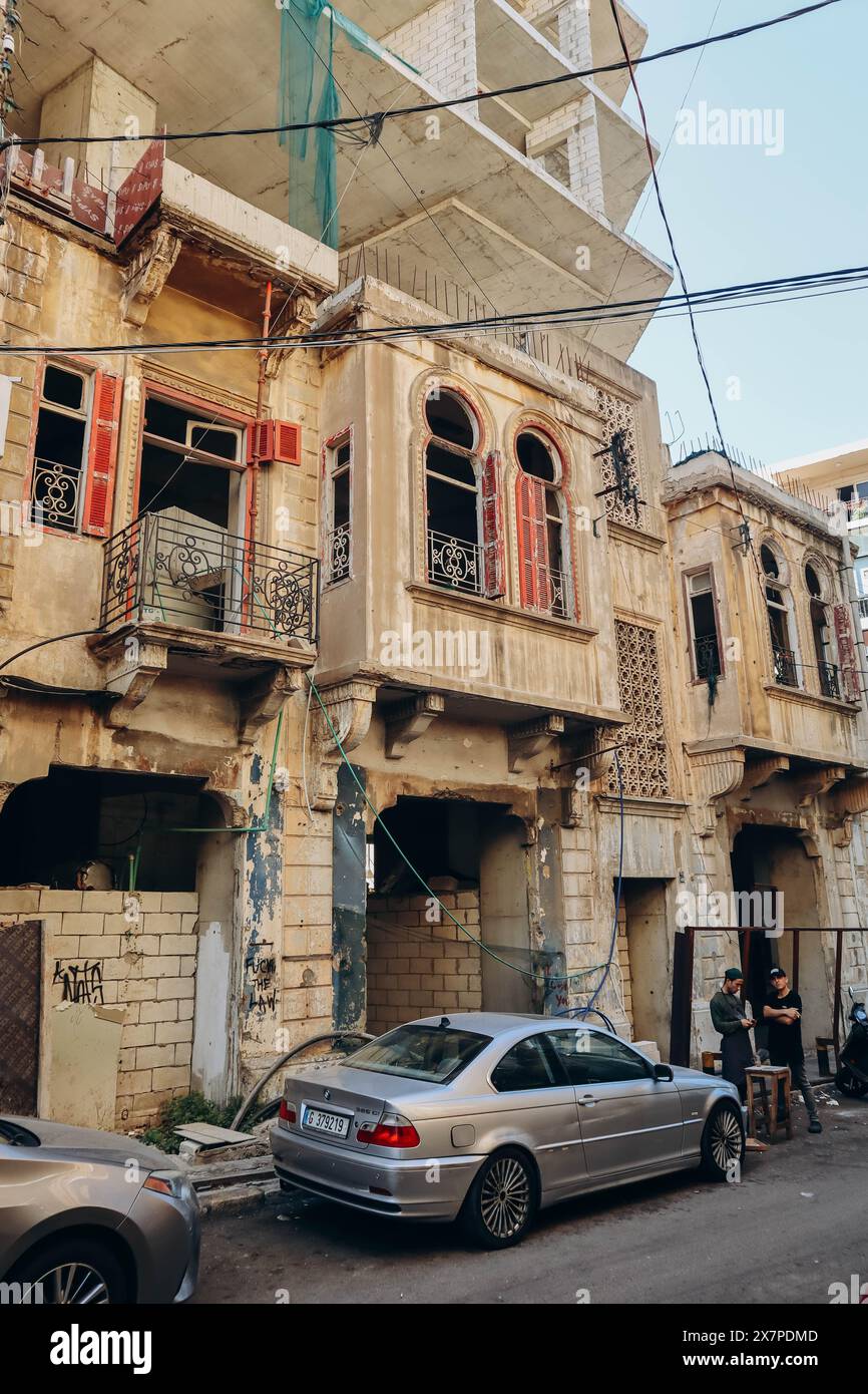 Beirut, Lebanon — 24.04.2023: Facades of buildings in the Bourj Hammoud ...