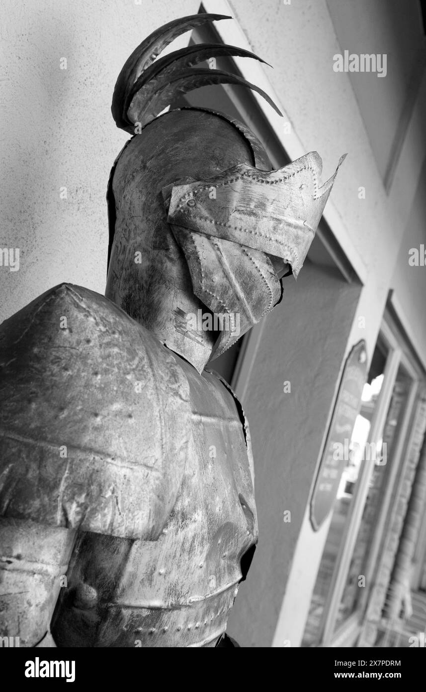 Rusty old knight suit of armor on St. George Street in St. Augustine ...