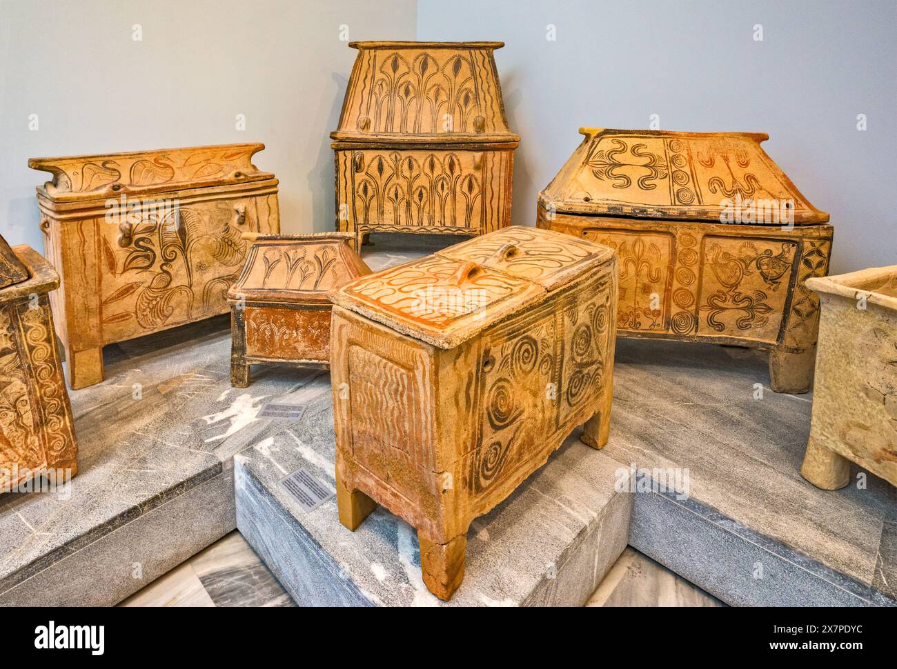 Minoan larnakes, small closed coffins, from Gazi, Galia, Kyparissi and ...