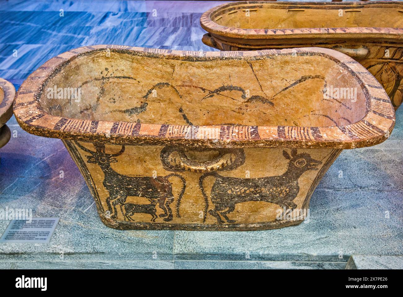 Minoan open bathtub style larnax, coffin, from Pachyammos, 1350-1250 BC ...