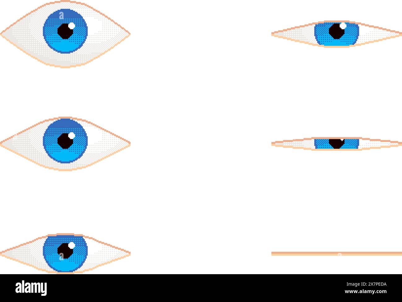 Pixel art eye blinking set, open and closed eyes. 16 bit retro video ...