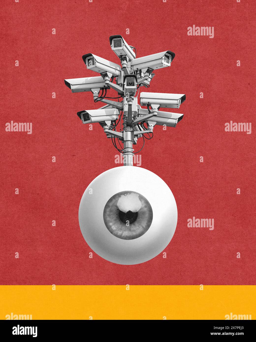 All-seeing eye. Surveillance cameras pointing in different directions ...