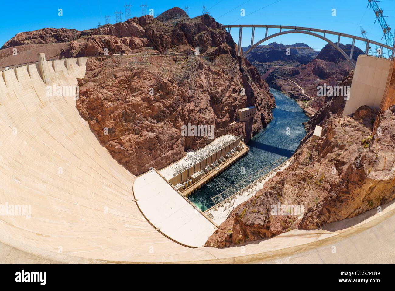 Spherical Panorama of the Hoover Dam and the Bypass Bridge Over the ...