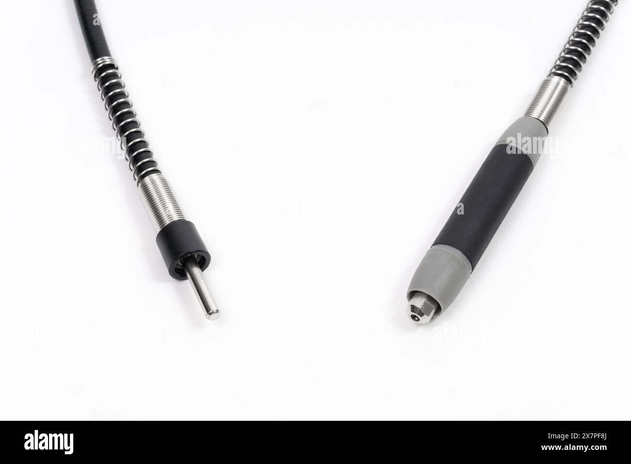 Close-up view of flex shaft elements - tool end and machine end socket ...