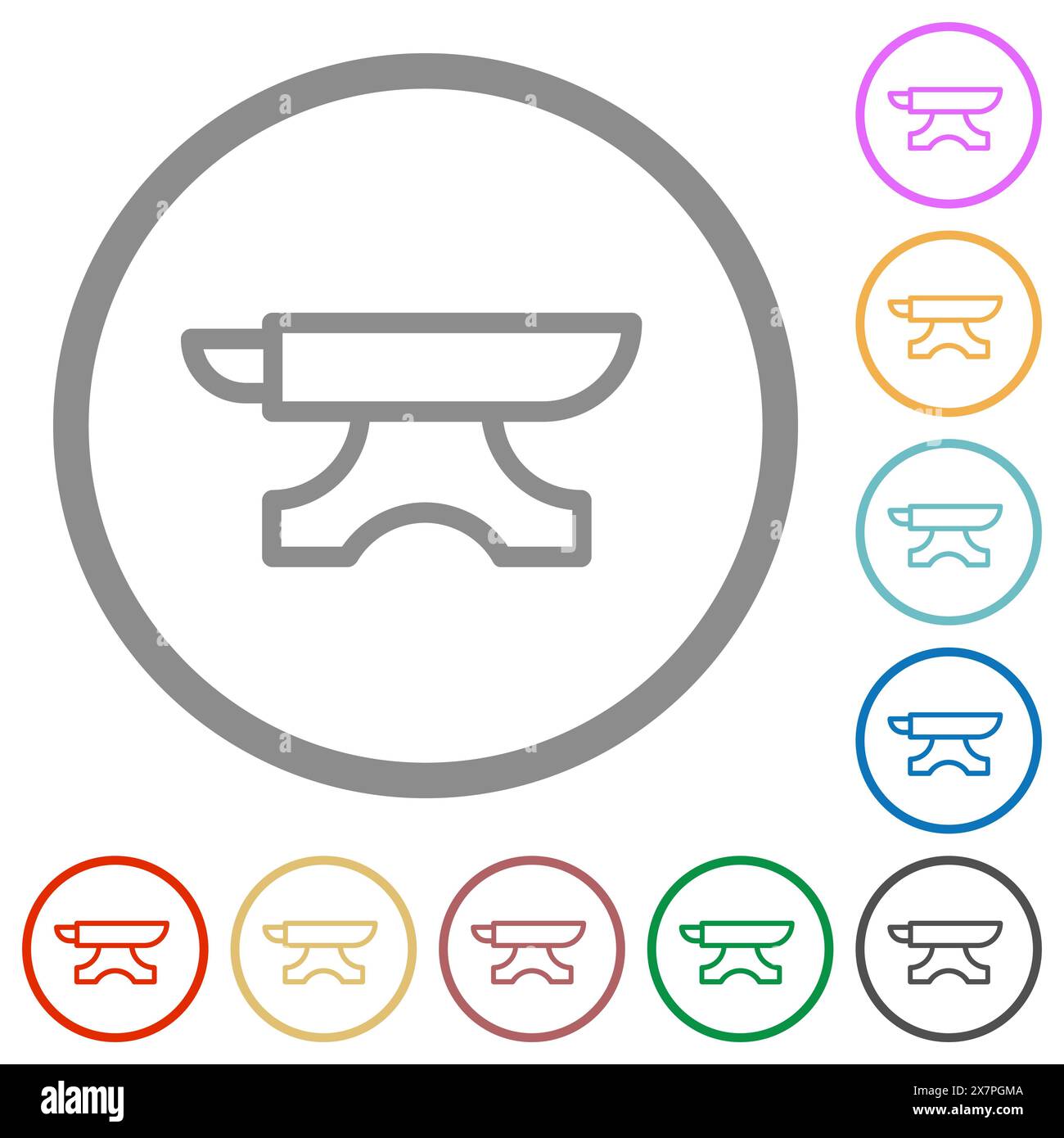 Anvil Outline Flat Color Icons In Round Outlines On White Background Stock Vector Image And Art