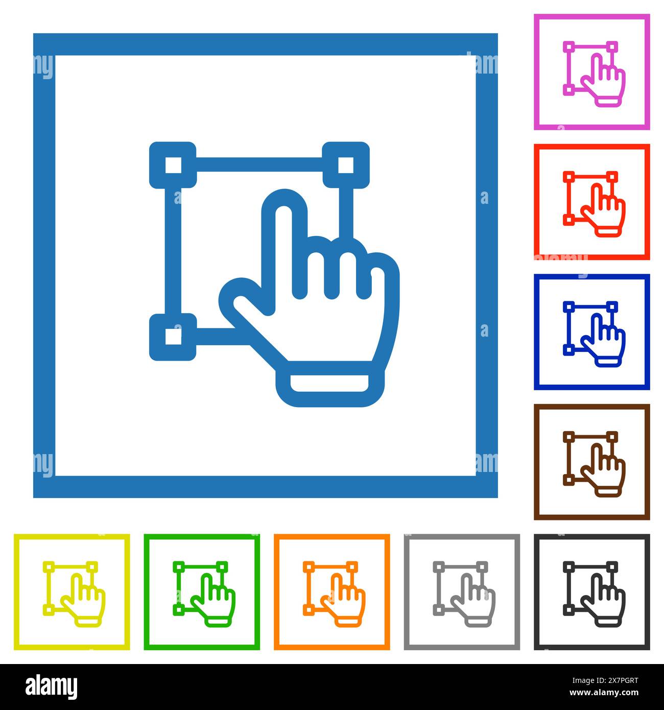 Visual Editing Outline Flat Color Icons In Square Frames On White Background Stock Vector Image