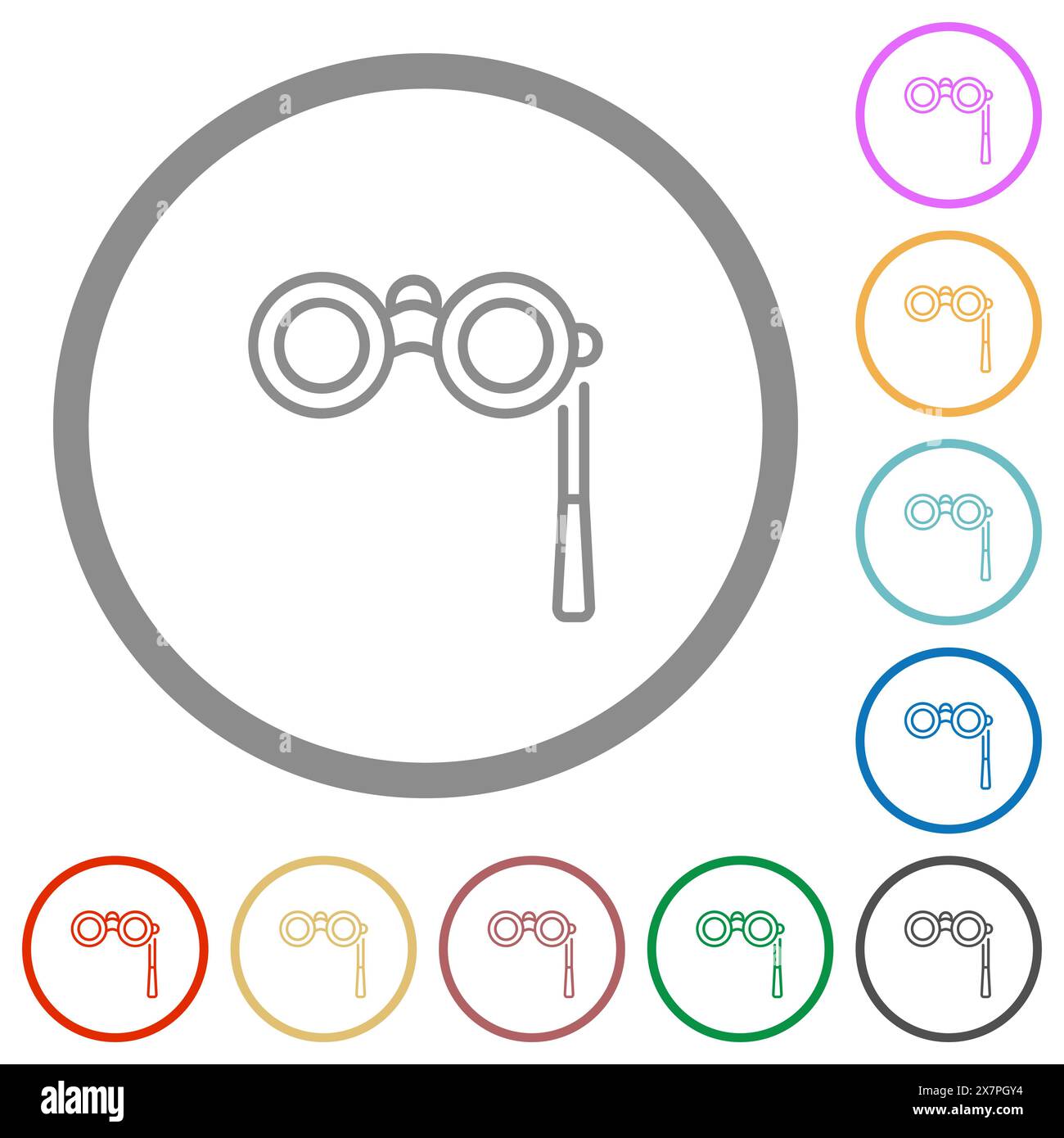 Lorgnette Outline Flat Color Icons In Round Outlines On White Background Stock Vector Image
