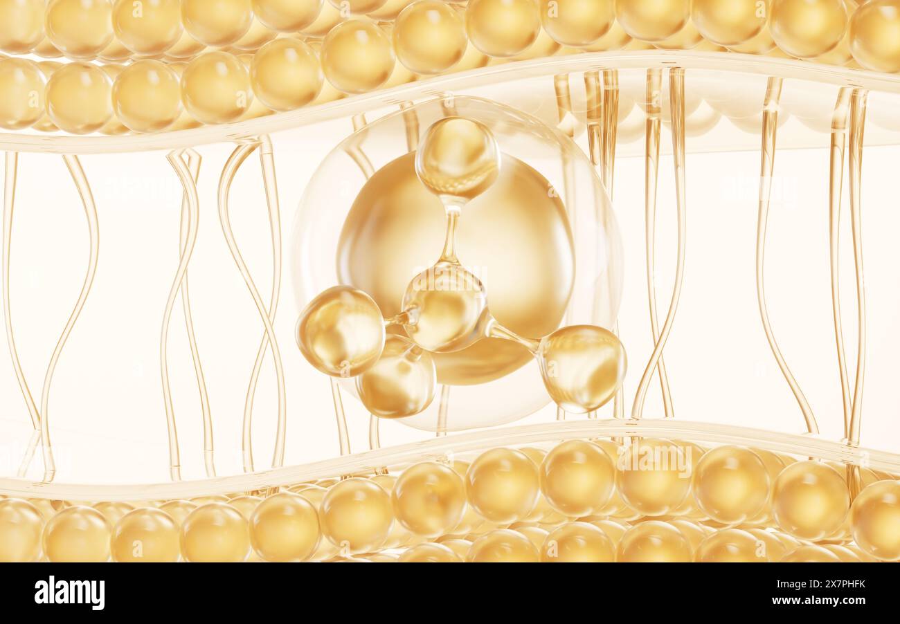 Molecule and transparent skin cell background, 3d rendering. 3D ...