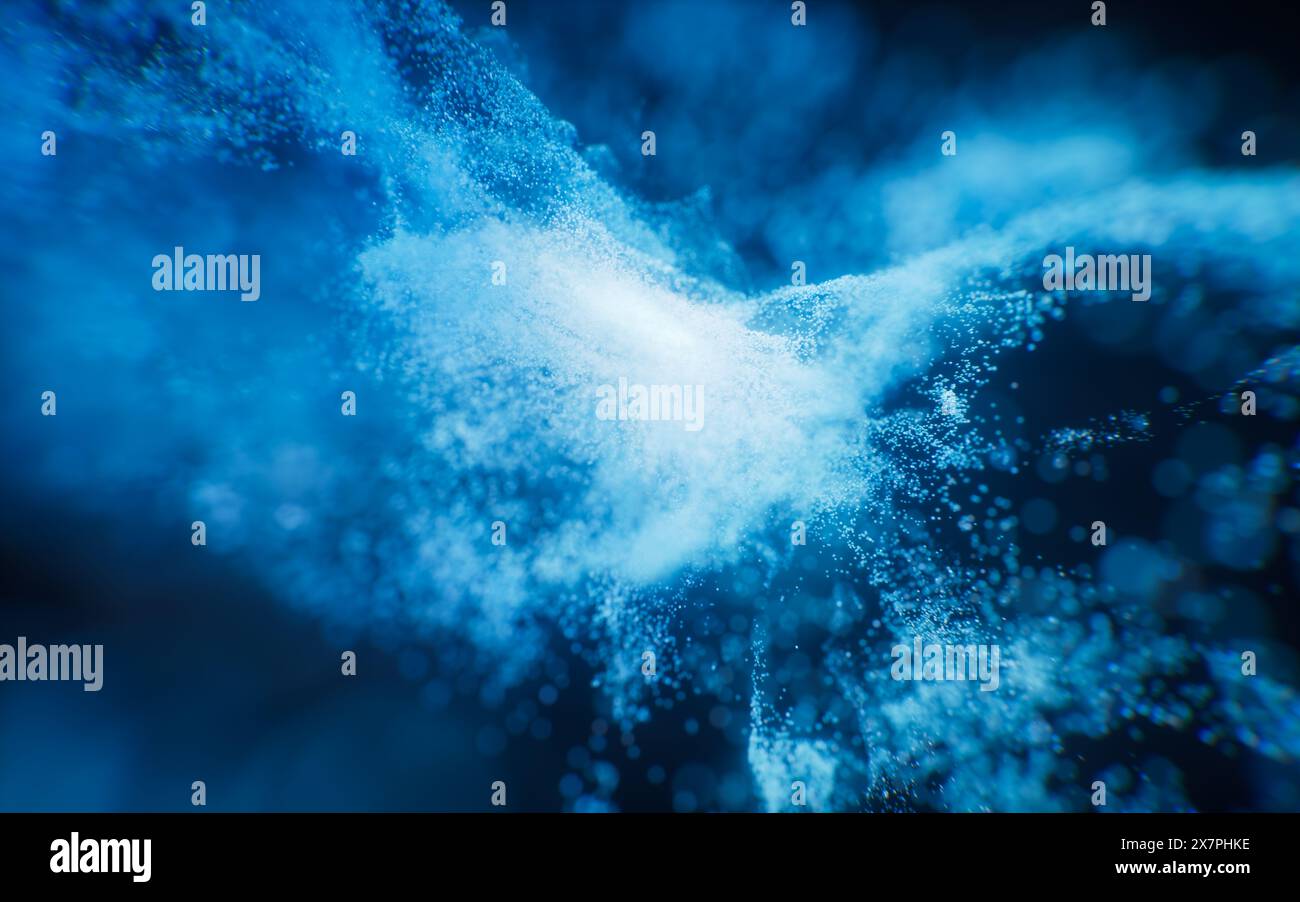 Fantastic dense flowing particles background, 3d rendering. 3D ...
