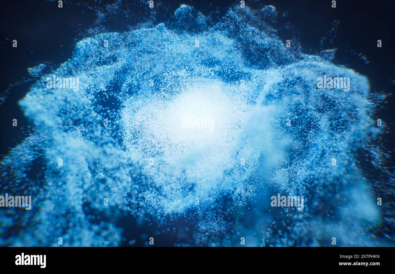 Fantastic dense flowing particles background, 3d rendering. 3D ...
