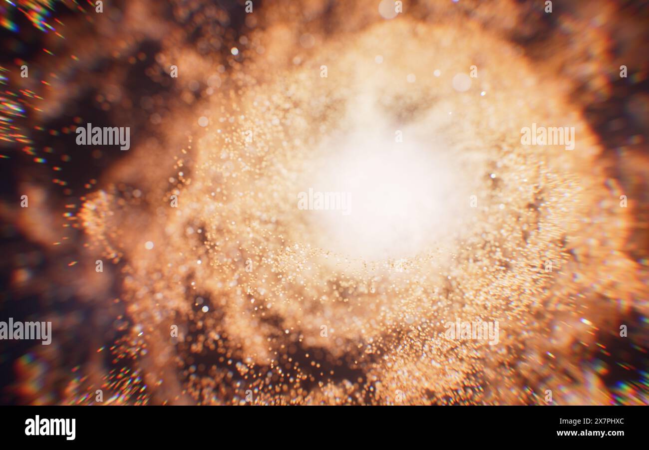 Fantastic dense flowing particles background, 3d rendering. 3D ...