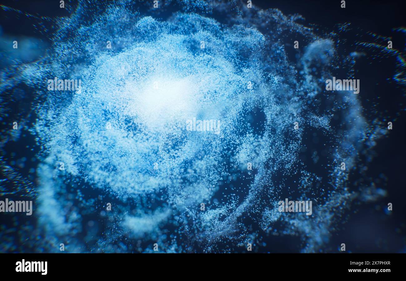 Fantastic dense flowing particles background, 3d rendering. 3D ...
