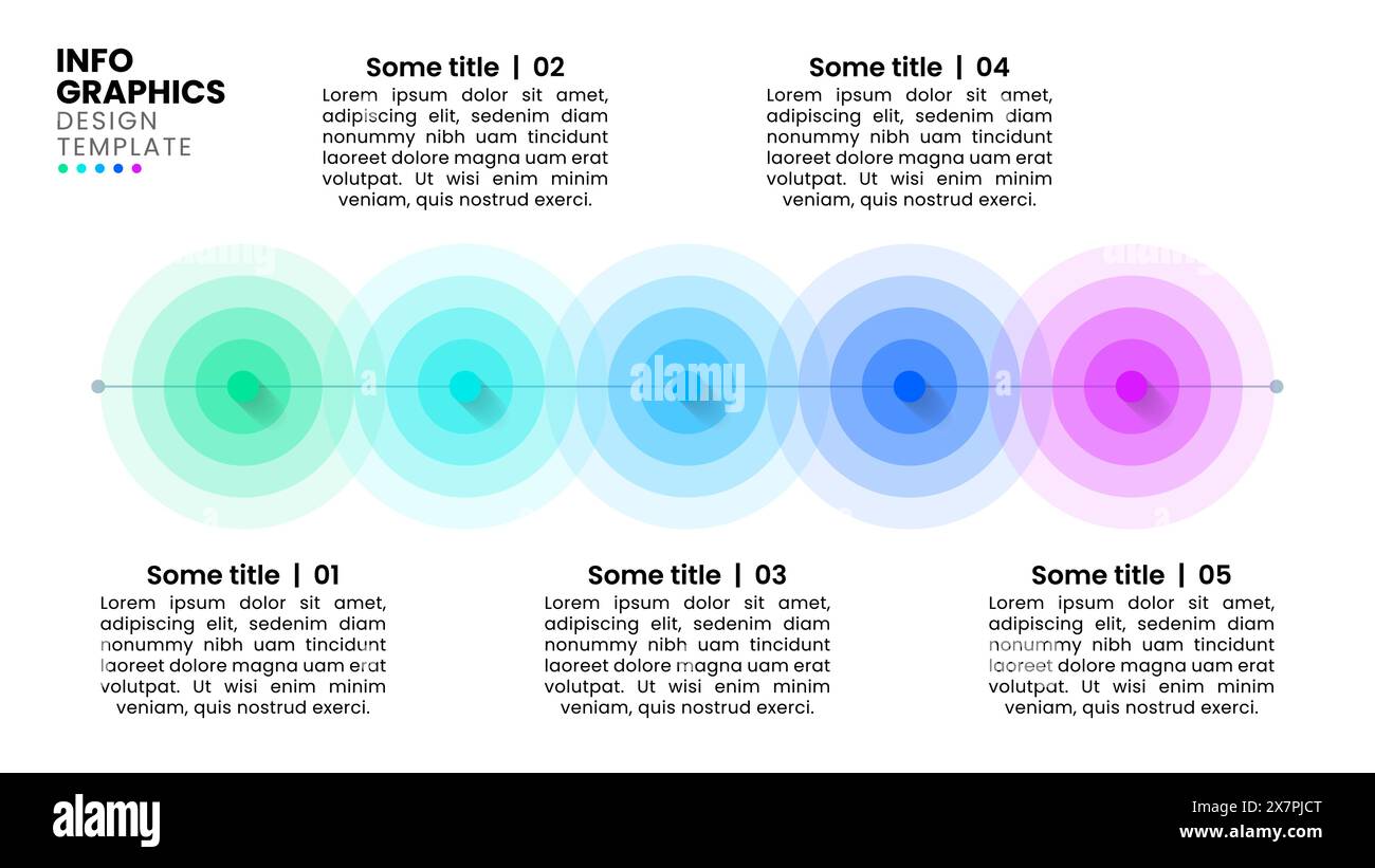 Infographic template with 5 options or steps. Glowing circles. Can be used for workflow layout ...