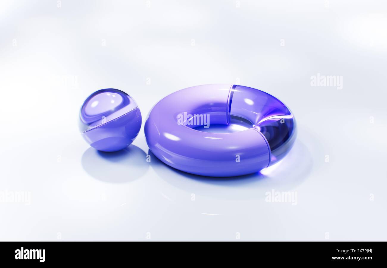 Abstract torus shape glass geometry, 3d rendering. 3D illustration ...