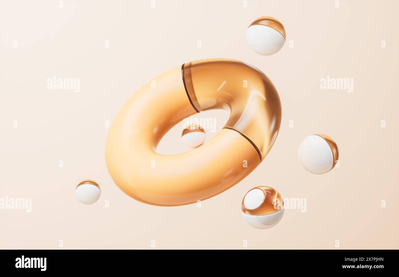 Abstract torus shape glass geometry, 3d rendering. 3D illustration ...