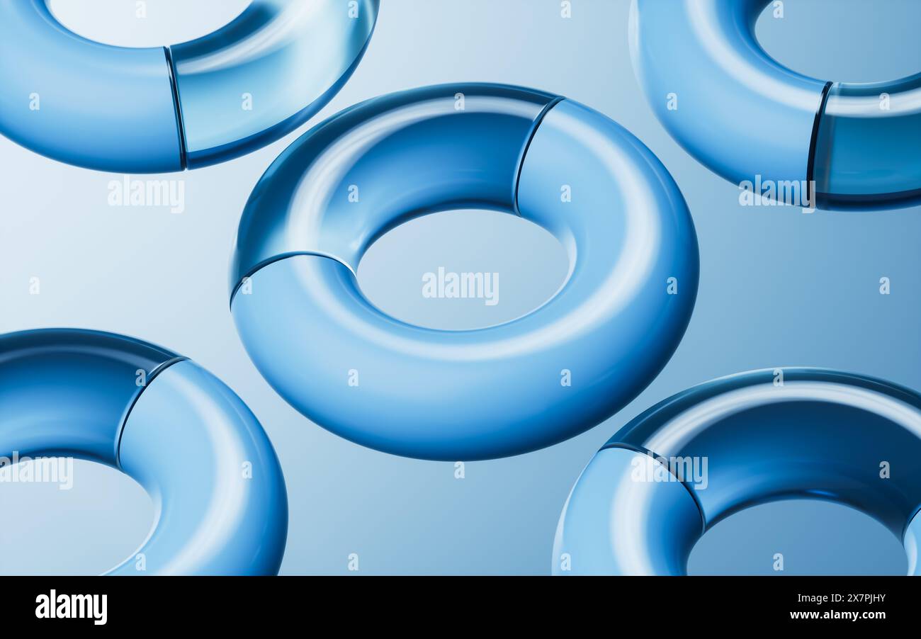 Abstract torus shape glass geometry, 3d rendering. 3D illustration ...