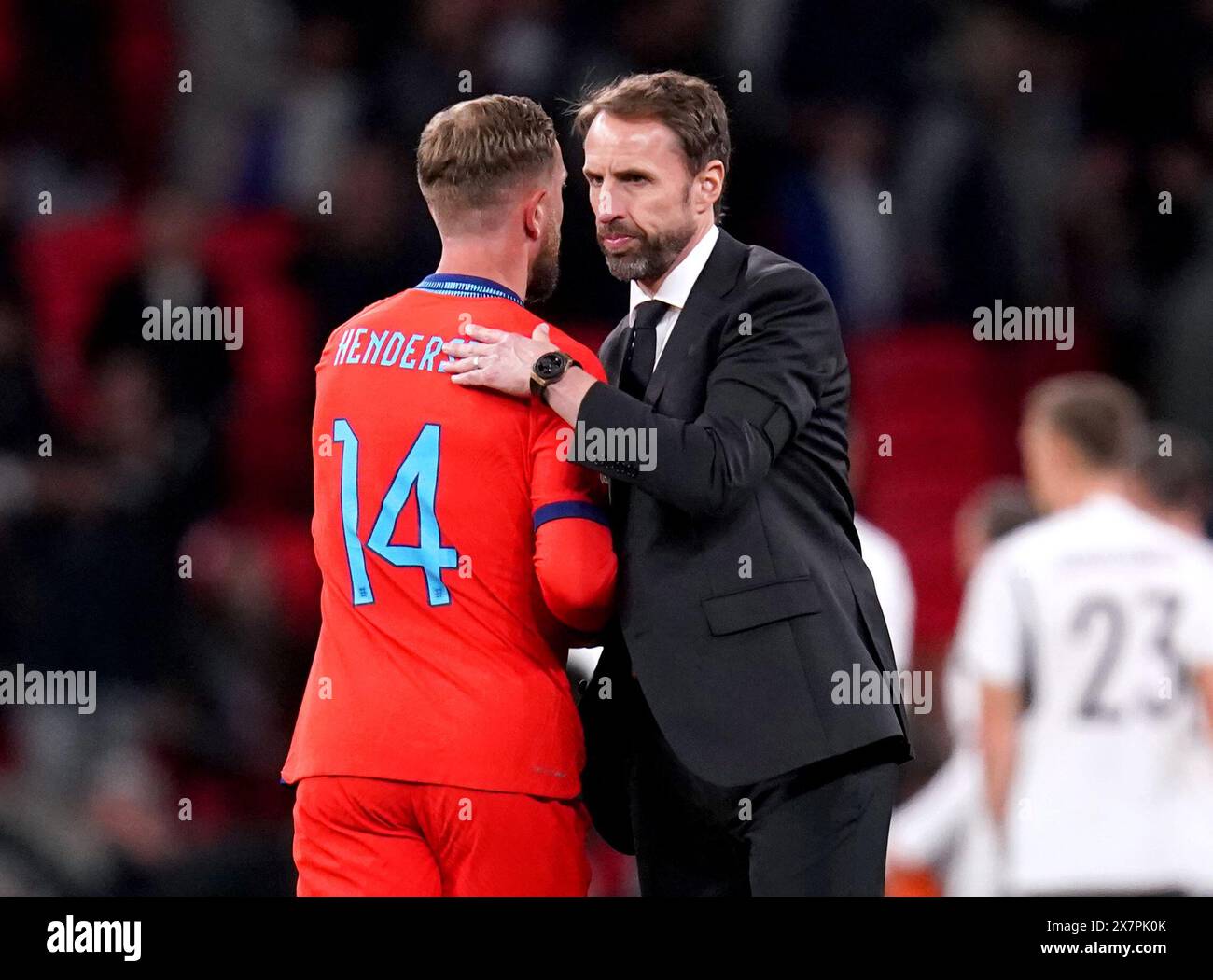 File photo dated 26/09/22 of England's Jordan Henderson with manager ...