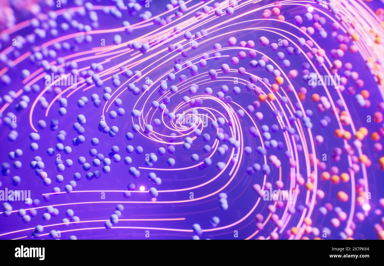 Flowing curve lines and particles, 3d rendering. 3D illustration Stock Photo - Alamy