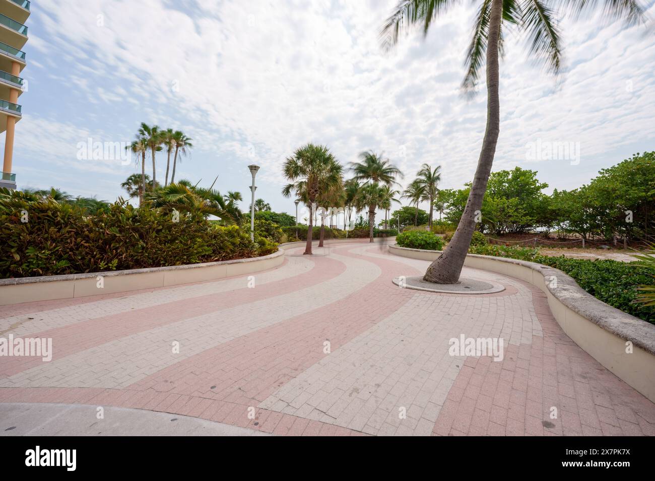 Miami Beach, FL USA 2024 photo. Ocean Drive paved pedestrian walkway ...
