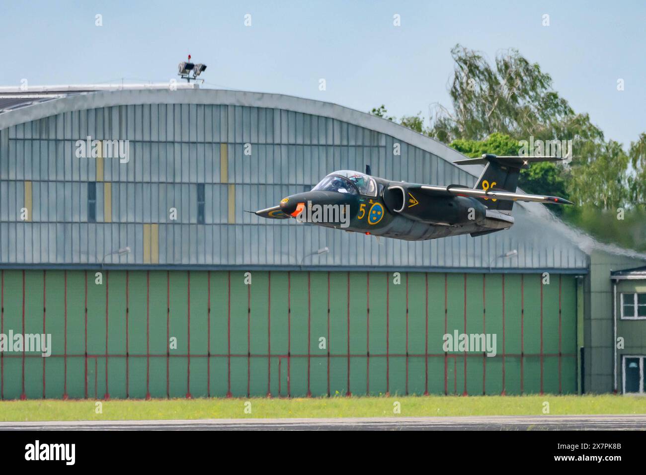 hoersching, austria, 21 may 2024, saab sk 60 aircraft of the swedish ...