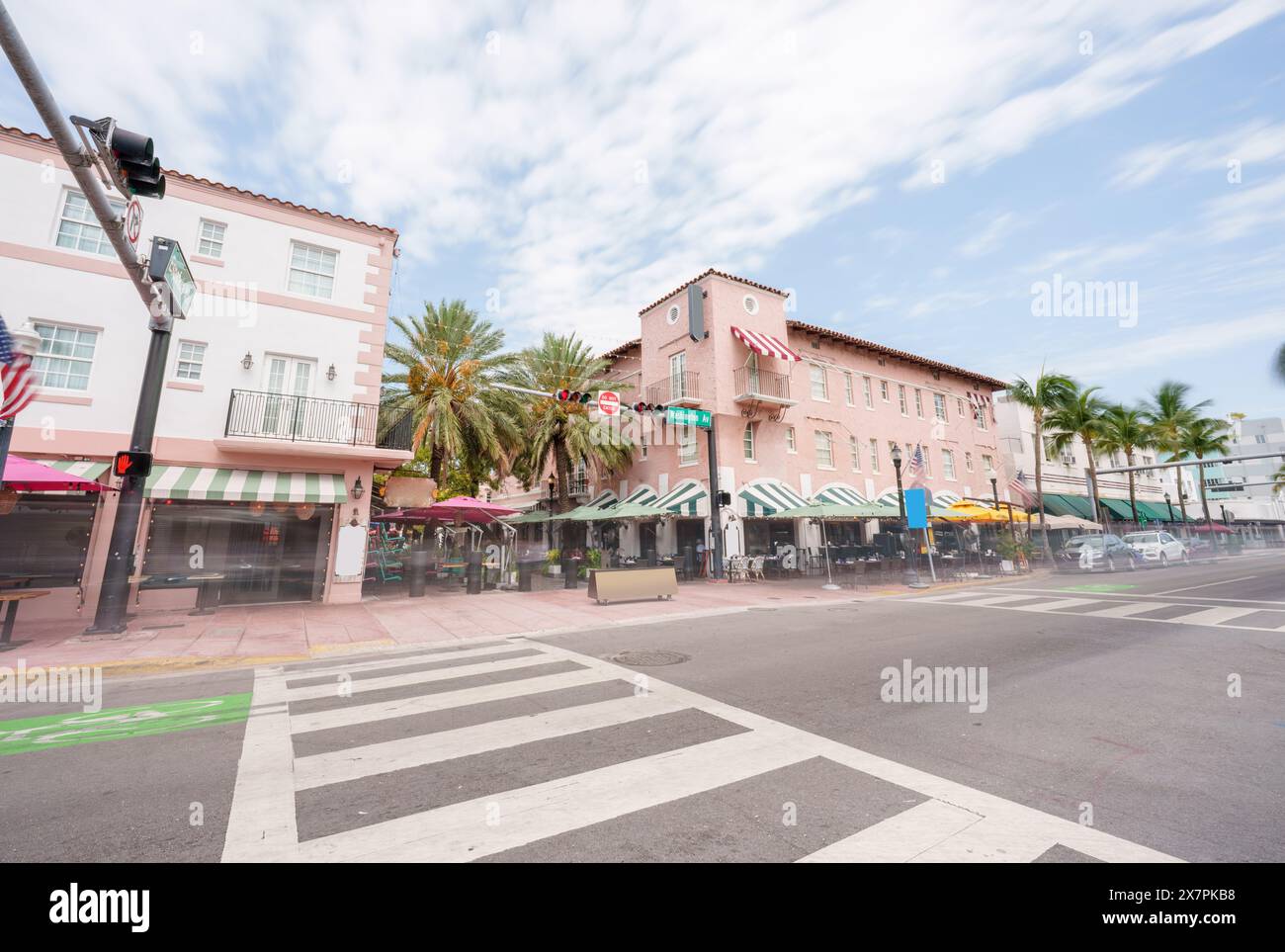 Miami Beach FL USA. Photo Espanola Way Washington Avenue 2024. Long ...