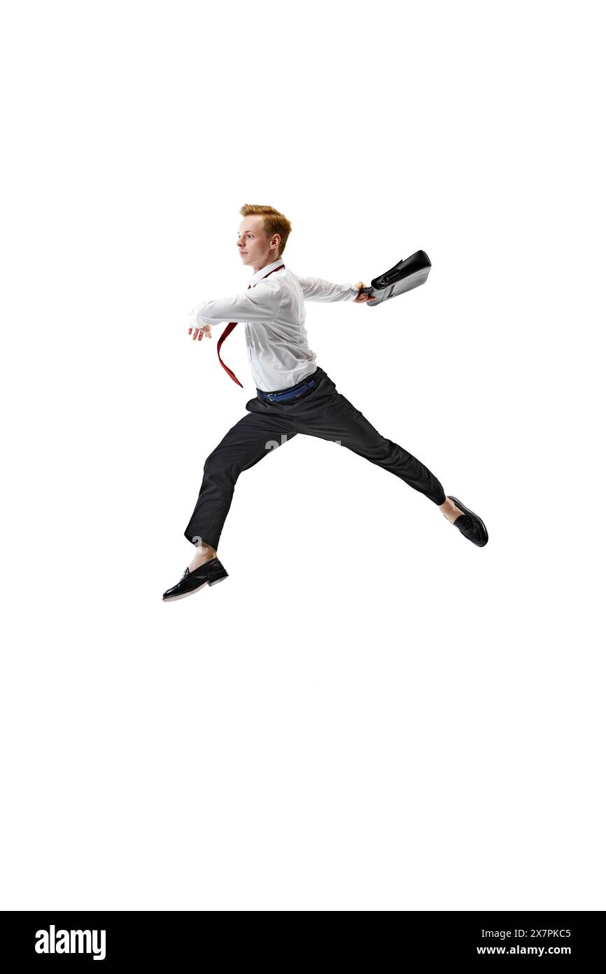 dynamic business professional dressed smart casual outfit jumps in ...