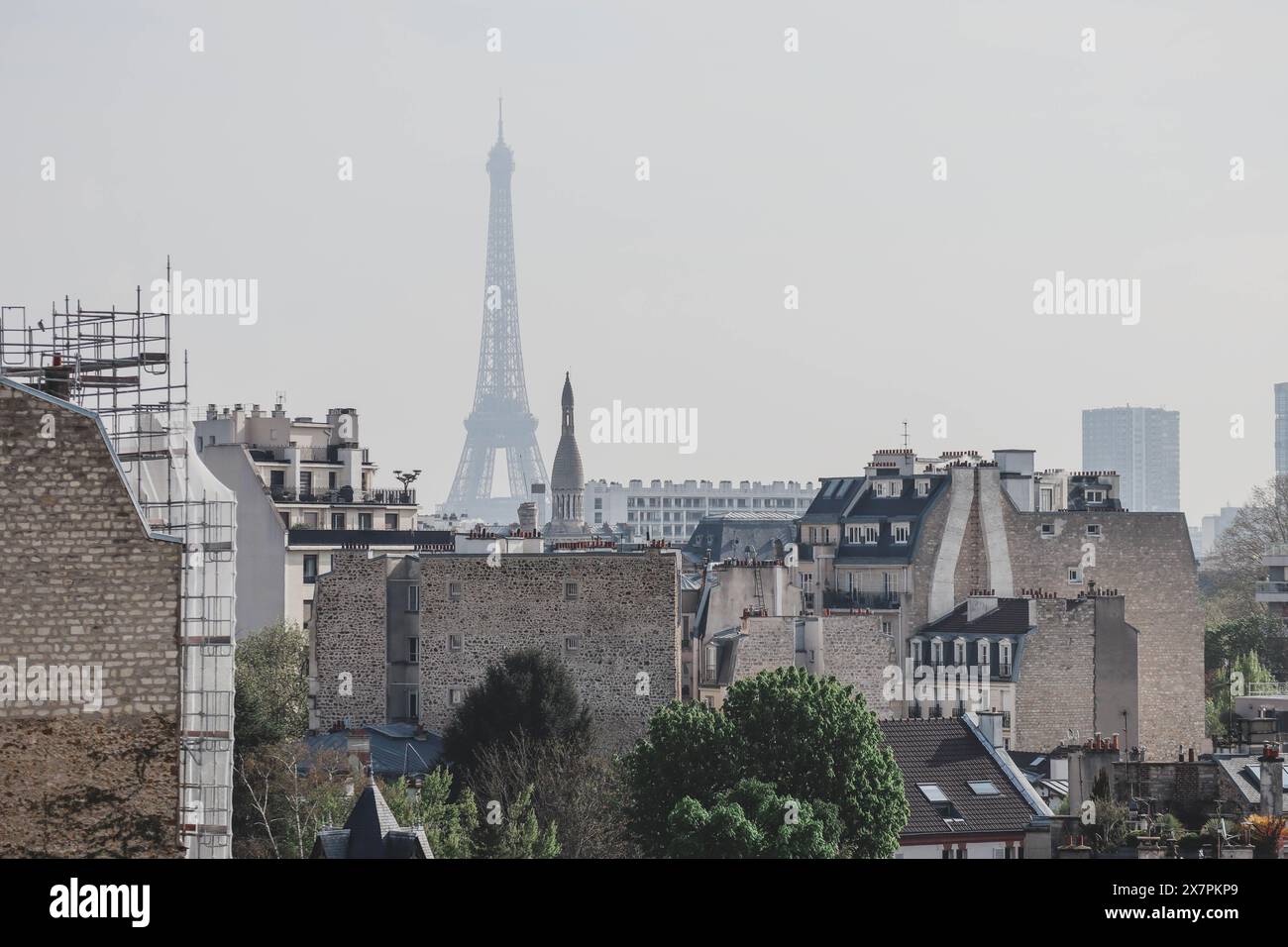 View of the Parisian rooftops and the Eiffel Tower from the 16th ...